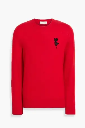 Alexander McQueen Embellished Wool Sweater - Red