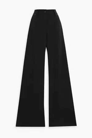 Dolce & Gabbana Wool-crepe Wide-leg Pants With Satin Trim