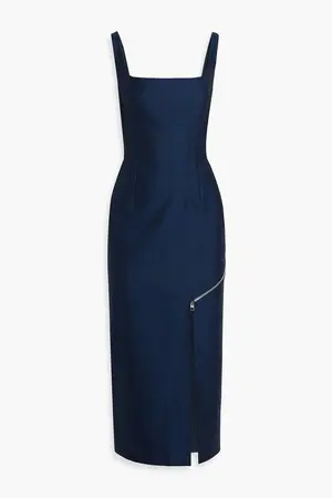 Alexander McQueen Zipdetailed Grain De Poudre Woolblend Midi Dress