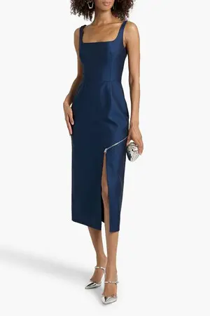 Alexander McQueen Zipdetailed Grain De Poudre Woolblend Midi Dress