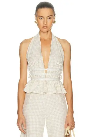 JUILLET Halter Neck Gingham Top