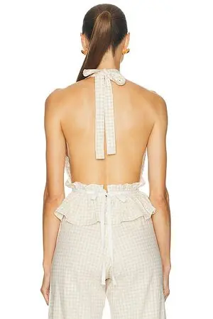 JUILLET Halter Neck Gingham Top