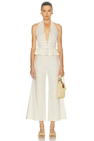 JUILLET Halter Neck Gingham Top