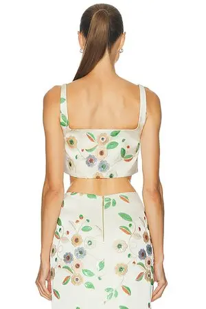 Alexis Jasmin Cropped Floral Sequined Top