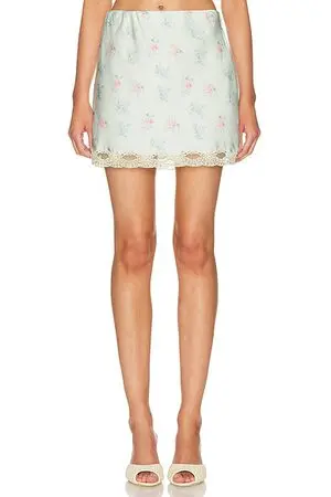 LoveShackFancy Bernes Skirt With Sequined Lace Trim