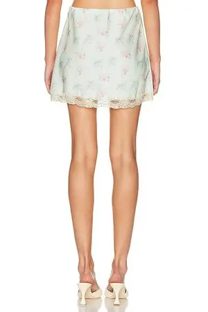 LoveShackFancy Bernes Skirt With Sequined Lace Trim