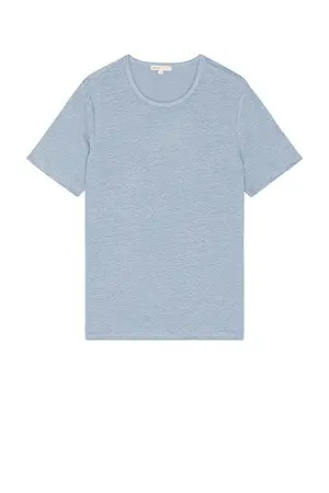 Onia Stretch Linen Crewneck Tee Shirt - Soft Blue