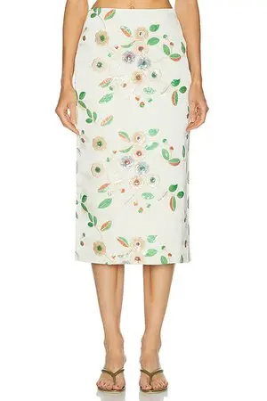 Alexis Lia Floral Sequin Embellished Midi Skirt - Floral Sequins