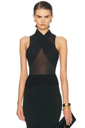Wardrobe.NYC Translucent Halter Neck Bodysuit