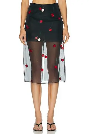 Monse Cherry Embroidery Sheer Skirt