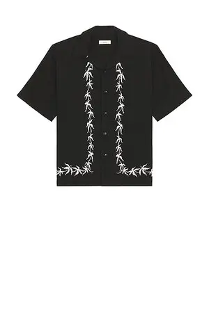 Commas Palm Embroidery Bowling Shirt