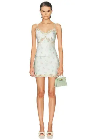 LoveShackFancy Lamora Top With Sequined Lace Trim