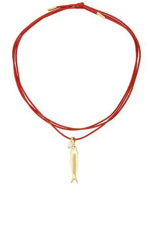 Éliou Spina Wrap Necklace With Fish Pendant - Red