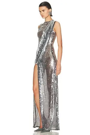 Lapointe Sleeveless Sequined Gown