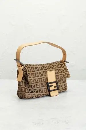 Fendi Zucchino Baguette Shoulder Bag