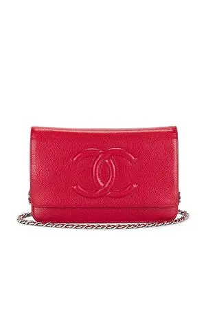 Chanel Calfskin Timeless Wallet On Chain - Red