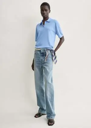 TOTEME Wool-silk Polo Shirt - Blue