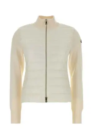 Moncler Ivory Nylon And Wool Cardigan