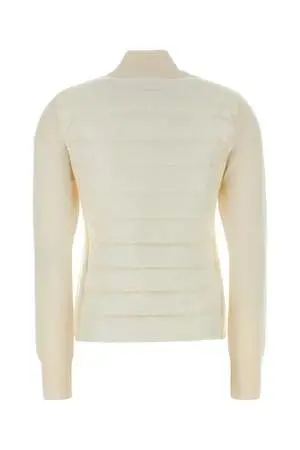 Moncler Ivory Nylon And Wool Cardigan