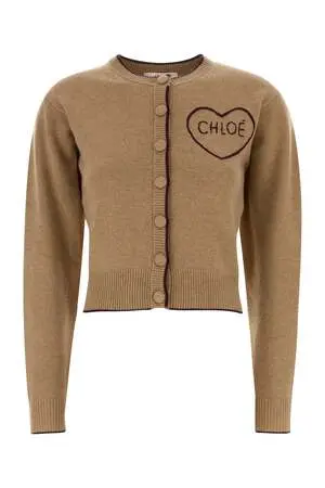 Chloé Camel Wool Blend Cardigan