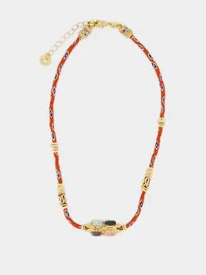 Gas Bijoux Lima Talisman Necklace With Natural Stones And Gold-plated Details - Orange