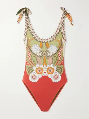La DoubleJ Pammy Knotted Printed Swimsuit - Red