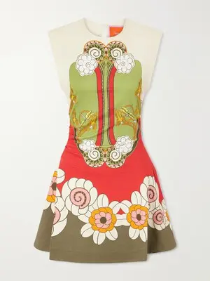 La DoubleJ Lela Printed Ruched Skater Mini Dress - Pink