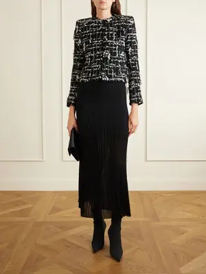 Balmain Cropped Embellished Metallic Tweed Jacket
