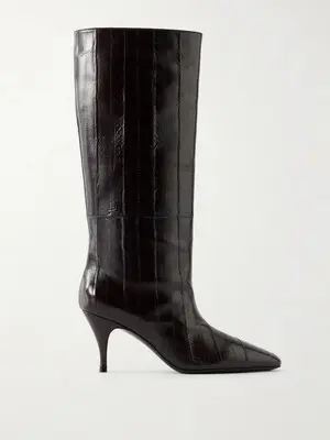 HERBERT LEVINE Textured-leather Knee-high Stiletto Boots