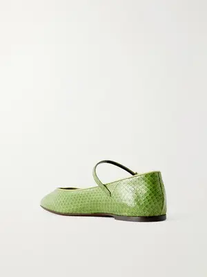 HERBERT LEVINE Snake-effect Leather Ballet Flats