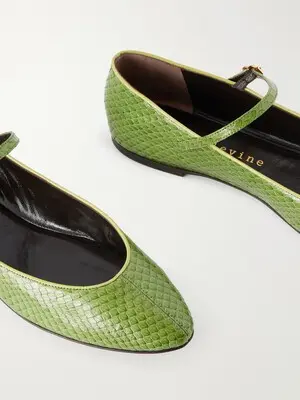 HERBERT LEVINE Snake-effect Leather Ballet Flats