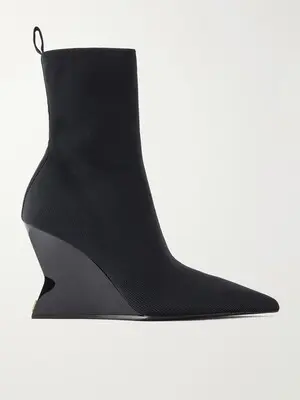 Balmain Knitted Wedge Ankle Boots