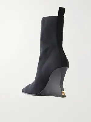 Balmain Knitted Wedge Ankle Boots