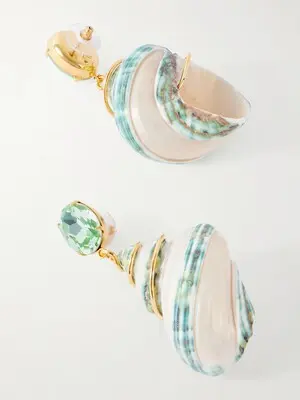 JENNIFER BEHR Gold-tone Shell And Crystal Drop Earrings