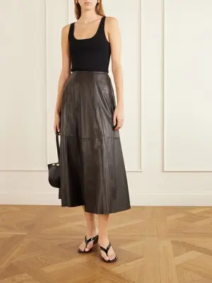 ARMA Eleni Paneled Leather Midi Skirt
