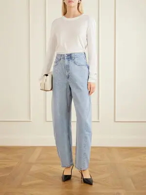 Aje Lucina Embellished High-rise Straight-leg Jeans