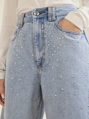 Aje Lucina Embellished High-rise Straight-leg Jeans