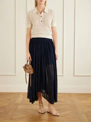 Maria Mcmanus Asymmetrical Plissé Midi Skirt