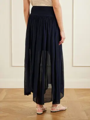 Maria Mcmanus Asymmetrical Plissé Midi Skirt