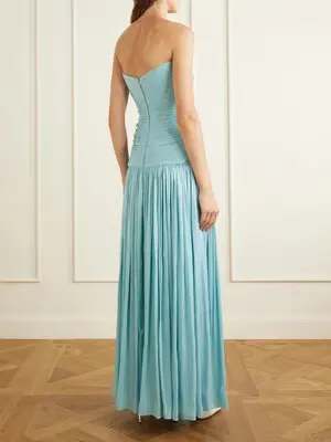 Costarellos Minari Strapless Lurex-georgette Gown - Blue