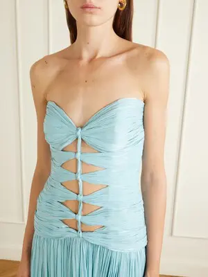 Costarellos Minari Strapless Lurex-georgette Gown - Blue