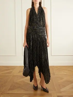 Proenza Schouler Paulina Pleated Georgette Midi Dress - Black