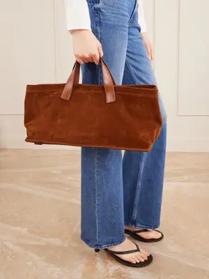Staud Staudsuede Tote Bag With Leather Trim - Brown