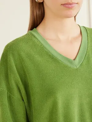 Eterne Cropped V-neck Sweatshirt In Cotton-blend Terry