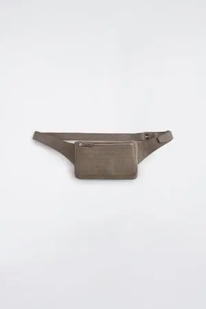 Cos Brunswick Belt Bag Croc-effect Split Suede - Beige