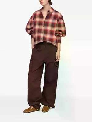 GANNI Checked Puff-sleeve Shirt