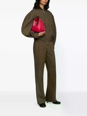 GANNI Mélange-effect Puff-sleeve Bomber Jacket