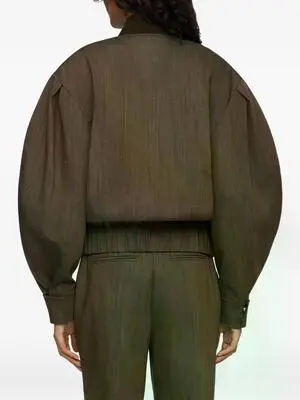 GANNI Mélange-effect Puff-sleeve Bomber Jacket