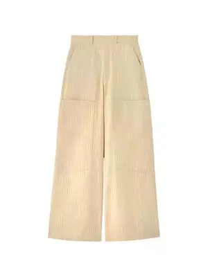 GANNI Pinstriped Patch-pocket Wide-leg Trousers