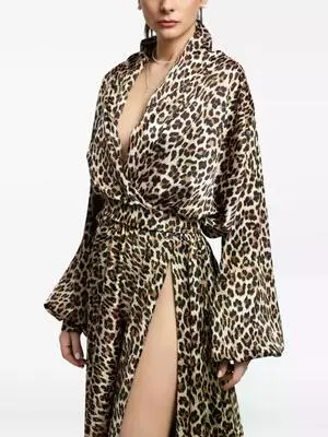 MIAU BY CLARA ROTESCU Leopard Print Maxi Dress - Neutrals